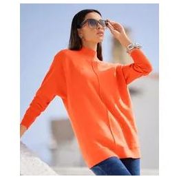 Strickpullover Heine "Pullover", Damen, Gr. 44, orange, 100% Baumwolle, unifarben, Pullover