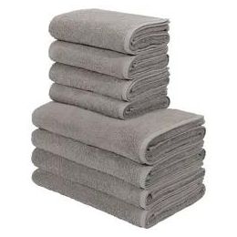 Handtuch Set my home "Merida, 4 Duschtücher (70x140cm), 4 Handtücher (50x100cm)", grau (hellgrau), 8, Frottier, Obermaterial: 100% Baumwolle, Handtuch-Sets, kuschelig weich, 100% Baumwolle
