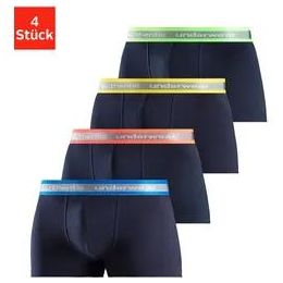 Boxer AUTHENTIC LE JOGGER "Boxershorts f&uuml;r Herren", Damen, Gr. S (4), 4 Stk., bunt (navy, gr&uuml;n, navy, gelb, navy, orange, navy, blau), Jersey, Obermaterial: 95% Baumwolle, 5% Elasthan, unifarben, Unterhosen, angenehm weiches Neon-B&uuml;ndchen