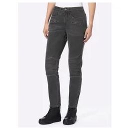 Bequeme Jeans Heine, Damen, Gr. 38, Normalgrößen, schwarz (anthrazit, grau, denim), 99% Baumwolle, 1% Elasthan, unifarben, 7/8-Länge, Jeans