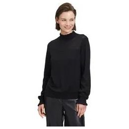 BETTY & CO Strickpullover BETTY & CO "Damen Strickpullover mit Lurexfaden", Damen, Gr. 42, schwarz, Strick, Obermaterial: 39% Baumwolle, 32% Polyacryl, 24% Viskose, 5% Polyester metallisiert., gerade normal, Pullover, Volant