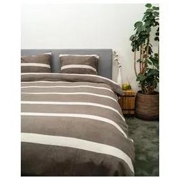 Bettwäsche Kayori "Wada", braun (taupe), B/L: 135cm x 200cm, 1 Stk., 1 Stk., Flanell, B/L: 80cm x 80cm, 2 Stk., Flanell, Obermaterial: 100% Baumwolle, Bettwäsche, Hergestellt aus GOTS-zertifizierter Bio-Baumwolle