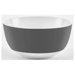 Müslischale Van Well "Vario", grau (grau, weiß), B:21,5cm H:14,5cm T:15cm Ø:14cm, Porzellan, Schüsseln, spülmaschinen- und mikrowellengeeignet, Ø 14 cm