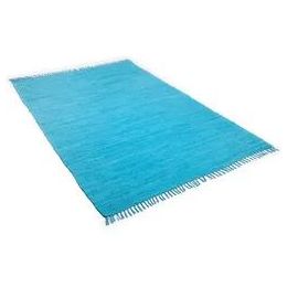 Teppich Heine HOME Gr. 3, blau (türkis), B:70cm H:5mm L:140cm, Baumwolle, Teppiche