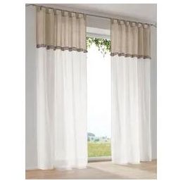 Gardine Heine HOME Gr. 4, weiß (weiß, natur), B:135cm H:245cm, Leinen, Polyester, Gardinen