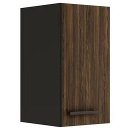 H&auml;ngeschrank Optifit "Palma", schwarz (rillendekor nussbaum, anthrazit), B:30cm H:57,6cm T:34,6cm, Holzwerkstoff, Schr&auml;nke, H&auml;ngeschrank, Breite 30 cm, 1 T&uuml;r, 1 Einlegeboden