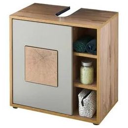 Waschbeckenunterschrank BASIC BY BALCULINA "Este", grau (wildeiche, basalt hirnholz), B:60cm H:60cm T:35cm, FSC-zertifizierter Holzwerkstoff, Schränke, 60 cm Breite