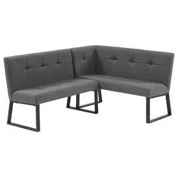 Eckbank OTTO HOME "Geranie, Sitz -und Rücken gepolstert, Knopfheftung", grau (anthrazit), B:184cm H:87cm T:61,5cm, Polyester, Sitzbänke, zwei Bezugsstoffe, zwei Stofffarben, pulverbeschichtetes Metallgestell
