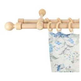 Gardinenstange SN DECO GROUP "Giro" Gr. 5, beige (naturfarben), L:200cm, Holzwerkstoff, Gardinenstangen, 28 mm, Holz, verschiedene Längen und Farben, Komplettset