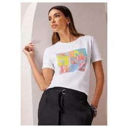 T-Shirt Heine "T-Shirt", Damen, Gr. 42, weiß, 95% Baumwolle, 5% Elasthan, bedruckt, gemustert, mehrfarbig, Rundhals, Shirts