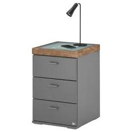 Nachtschrank "Lancaster Dielen", grau (grau anthrazit mit eiche ribbeck), B:40,7cm H:61,3cm T:43,5cm, Spanplatte, SET ONE BY Musterring, Schränke, inklusive LED-Beleuchtung, in 2 Farben erhältlich, B 41 x H 61 cm