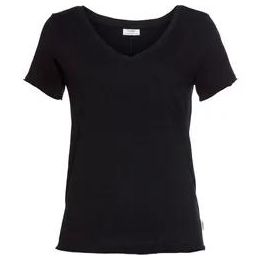 Marc O'Polo T-Shirt MARC O'POLO DENIM, Damen, Gr. M, schwarz, Jersey, Obermaterial: 100% Baumwolle, figurbetont hüftlang, tiefer V-Ausschnitt, geschnittene Kante, Shirts, mit abgerundetem V-Neck