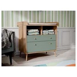 Wickelkommode FORTE "Whenua", beige (mauvelle eiche, salbei, mauvelle eiche), B:89,8cm H:94,4cm T:77cm, Holzwerkstoff, Wickelkommoden, Wickelauflage, erhöhter Rand, 2 farbig, Stauraum offen Fächer etc.