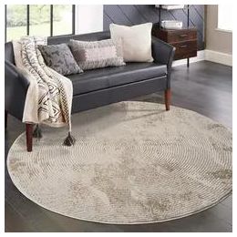 Teppich Carpet City "ANTIK481", beige, H:10mm Ø:160cm, Polyester, Teppiche, Kurzflor, 3D-Optik, Klassisch-Modern für Wohnzimmer, Schlafzimmer