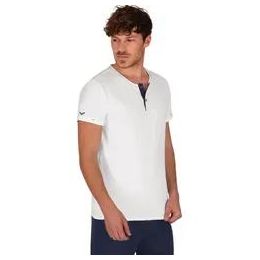 T-Shirt TRIGEMA "TRIGEMA T-Shirt Knopfleiste aus Biobaumwolle", Herren, Gr. XL, weiß (weiß, c2c), 100% Baumwolle (Bio-Baumwolle kbA), Basic, Shirts