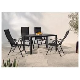 Garten-Essgruppe Konifera "»Messina«", grau (anthrazit,), Aluminium, Sitzmöbel-Sets, Tisch 90x160x75 cm, 4 Stühle