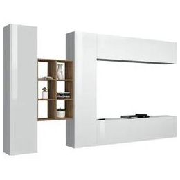 Wohnwand Inosign "Maruska", weiß (weiß hochglanz, weiß hochglanz), B:320cm H:180cm T:30cm, Spanplatte, Kastenmöbel-Sets