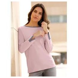Langarmshirt Classic Basics "U-Boot-Shirt", Damen, Gr. 44, lila (hortensie), 100% Baumwolle, bedruckt, gemustert, mehrfarbig, U-Boot-Ausschnitt, Shirts