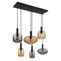 Globo LIGHTING Pendelleuchte "VALLETTA", schwarz (schwarz matt), 1 Stk., Leuchten, Hängelampe, Hängeleuchte, verschiedene Gläser, modern, Essbereich