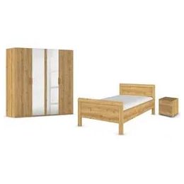 Schlafzimmer-Set Rauch "Komplettschlafzimmer Schlafzimmer EVELYN", braun (asteiche), Bett 120x200cm + ohne Matratze, B/H: 120cm x 200cm, Bett 120x200cm, Holzwerkstoff, Schlafzimmermöbel-Sets, Schrank und Bett in 2 Breiten, Nachttisch 2 Schubladen MADE IN GERMANY