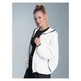 Sweatjacke TRIGEMA "TRIGEMA Dünne Kapuzenjacke mit praktischen Taschen", Damen, Gr. XXL, weiß, 100% Polyester, Sweatjacken