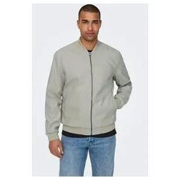 Only & Sons Bomberjacke ONLY & SONS "ONSLUCAS FAKE SUEDE BOMBER OTW", Herren, Gr. XXL, blau (vapor blau), Web, Obermaterial: 100% Polyester, Abriebeffekte, regular fit, Jacken