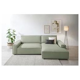Ecksofa Home Affaire "NEU: SHERWOOD XXL 284, Big-Sofa L-Form, tiefe Sitzfläche 95 cm, Cord", grün (hellgrün), B:284cm H:90cm T:195cm, 100% Polyester, Sofas, Recamiere rechts/links, als Schlafsofa stellbar, Cord u. Leinenoptik