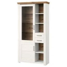 Standvitrine "York", weiß (weiß, eiche), B:105cm H:207cm T:42cm, MDF, SET ONE BY Musterring, Schränke, Typ 05 und 06, mit Glastür, Beleuchtung optional, Höhe 207 cm