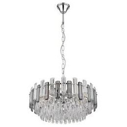 Globo LIGHTING Kronleuchter "ORGINA", silber (verchromt), 1 Stk., Leuchten, Hängeleuchte, Kristalle, Glasstäbe, Wohnzimmer, Esstisch
