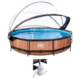 Framepool EXIT "inkl. multifunktionaler Abdeckung", braun, H:76cm &Oslash;:360cm, Schwimmbecken, &Oslash;xH: 360x76 cm, mit Filterpumpe & Filterkartusche