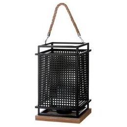 Windlicht CASABLANCA BY GILDE "Kerzenhalter Metall Geflecht", schwarz, B:23cm H:40cm T:23cm, Glas, Metall, Kerzenhalter, 1-flammig, aus Metall und Glas, Höhe ca. 40 cm