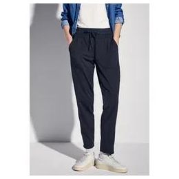 Stoffhose Street One, Damen, Gr. 44, Länge 30, blau (tiefblau), Stoff, 82% Polyester, 18% Elasthan, unifarben, Casual, gerade knöchelfrei, Hosen, Middle Waist