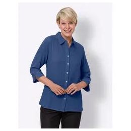 Hemdbluse Classic Basics, Damen, Gr. 40, blau (jeansblau), 100% Baumwolle, unifarben, Blusen
