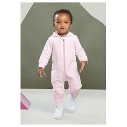 Overall Nike SPORTSWEAR "NKN ESSENTIALS HOODED COVERALL", Mädchen, Gr. 92 (24), rosa, Sweatware, Obermaterial: 60% Baumwolle, 40% Polyester, unifarben, eingesetzt Bündchen, Overalls
