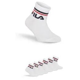 Kurzsocken Fila "JUNIOR UNISEX QUARTER PLAIN SOCKS", M&auml;dchen, Gr. 31-34, wei&szlig;, Baumwollmischung, unifarben mit Farbeinsatz, normal, Socken, mit eingestricktem Logo im B&uuml;ndchen, Kindersocken