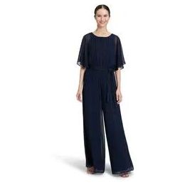 Overall Vera Mont "Damen Jumpsuit mit Bindegürtel", Damen, Gr. 44, blau (night sky), Chiffon, Obermaterial: 100% Polyester. Futter: 100% Polyester., Elegant, ausgestellt, Rundhals, Overalls, Design