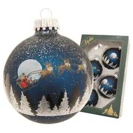 Weihnachtsbaumkugel KREBS GLAS LAUSCHA "Spirit of Christmas, 7 cm", blau (dunkelblau), Ø:7cm, Glas, Weihnachtsbaumkugeln, Weihnachtsdeko, Christbaumschmuck, Christbaumkugeln aus Glas