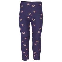 Leggings happy girls, M&auml;dchen, Gr. 128, N-Gr, blau (navy), Jersey, Obermaterial: 60% Polyester, 35% Baumwolle, 5% Elasthan, bedruckt, slim fit kn&ouml;chellang, Hosen Leggings, im tollen Alloverprint, Basic-Form