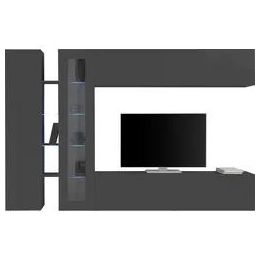 Wohnwand Inosign "Maruska", grau (anthrazit, anthrazit), B:280cm H:180cm T:30cm, Spanplatte, Kastenmöbel-Sets