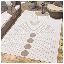 Outdoorteppich Carpet City "DUO RUG 5739", beige (creme), B:120cm H:5mm L:170cm, Obermaterial: 100% Polypropylen, Teppiche, Outdoorteppich, Wendeteppich Wetterfest In- & Outdoor, Balkon, Terrasse, Wohnzimmer