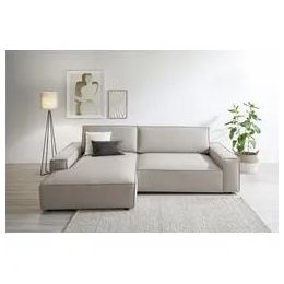Ecksofa Home Affaire "NEU: SHERWOOD XXL 284, Big-Sofa L-Form, tiefe Sitzfläche 95 cm, Cord", beige (hellbeige), B:284cm H:90cm T:195cm, 100% Polyester, Sofas, Recamiere rechts/links, als Schlafsofa stellbar, Cord u. Leinenoptik