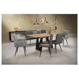 K+w Komfort & Wohnen Essgruppe K+W KOMFORT & WOHNEN "Giacomo I", grau (granit, lightgrau,), Flachgewebe 775 Leder CLOUD, Synchron-Auszug, Länge Esstisch: 160cm,Länge Esstischmaximal: 200cm,Breite/Sitzbreite Bank: 177cm, Sitzmöbel-Sets, 2 Stühle und Bank, 2 Armlehnenstühle Stoff 775, Tisch 160 oder 180 cm