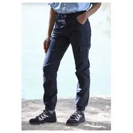 Trekkinghose Lascana ACTIVE "Cargo Jeans Optik", Damen, Gr. 34, N-Gr, schwarz, Obermaterial: 98% Baumwolle, 2% Elasthan, unifarben, Casual, Hosen, Baumwollmix mit Cargo Taschen