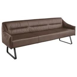 Essbank Musterring "JustB SP500", braun (tobacco), B:262cm H:86cm T:70cm, Sitzbänke, Metallkufe schwarz, verschiedene Farben, Breite 220 oder 250 cm