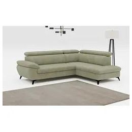 Ecksofa COTTA "Hudson L-Form", grün, B:256cm T:207cm, Sofas, mit Kopfteilverstellung, wahlweise mit Bettfunktion & Bettkasten