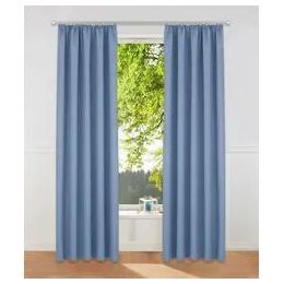 Vorhang my home "Parry" Gr. 1, blau, B:140cm H:145cm, Polyester, Recyceltes Material, Gardinen, 2-er Set, blickdicht, monochrom, basic, einfarbig, Bestseller