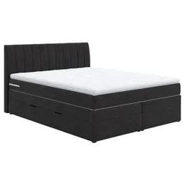 Boxspringbett COTTA "Shark inkl. Bettkasten und Topper", schwarz, B:186cm L:212cm, 100% POLYESTER (PES), Komplettbetten, erhältlich in den Breiten 140x200cm, 160x200cm und 180x200cm, Topseller