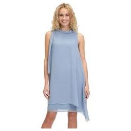 Cocktailkleid Vera Mont "Vera Mont Damen Cocktailkleid ohne Arm", Damen, Gr. 44, Normalgrößen, blau (light steel blau), Chiffon, Obermaterial: 100% Polyester. Futter: 100% Polyester., feminin, figurumspielend kurz, amerikanischer Ausschnitt, Kleider, Schluppe
