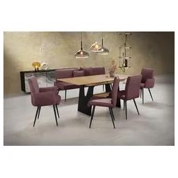 K+w Komfort & Wohnen Essgruppe K+W KOMFORT & WOHNEN "Giacomo I", rot (cabernet,), H:87cm T:62cm, Sitzmöbel-Sets, 2 Stühle und 2 Armlehnenstühle, Polsterbankbreite 200cm oder 177cm