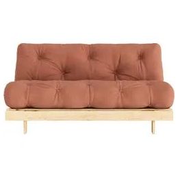 Daybett KARUP DESIGN "Daybett Roots Schlafsofa – Gästebett & Sofa aus FSC-Kiefer", braun (clay braun), B:160cm H:85cm, Bezug: 80% Baumwolle, 20% Polyester, Daybetten, Inkl. Futonmatratze, in mehreren Größen & Farben erhältlich